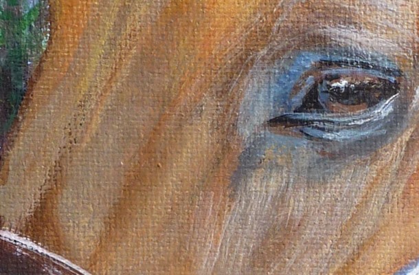 Peinture Portrait de Cheval en forêt | Toile Acrylique Réaliste ...